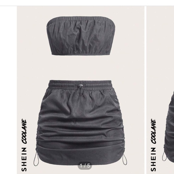 SHEIN | Skirts | Solid Tube Top Drawstring Side Skirt | Poshmark
